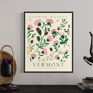 Vermont State Flower, Vermont Flower Market Art Print, Red Clover 1960 ...