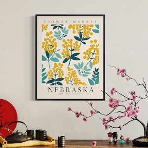 Nebraska State Flower, Nebraska Flower Market Art Print, Goldenrod 1960 ...