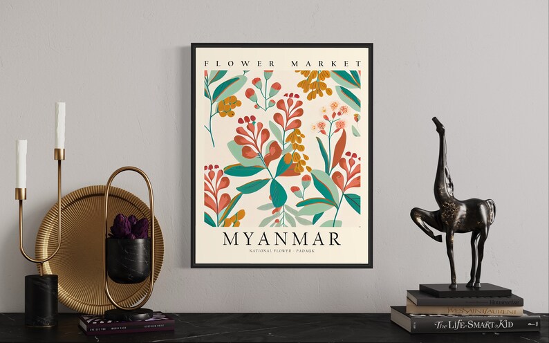 Myanmar National Flower Myanmar Flower Market Art Print - Etsy