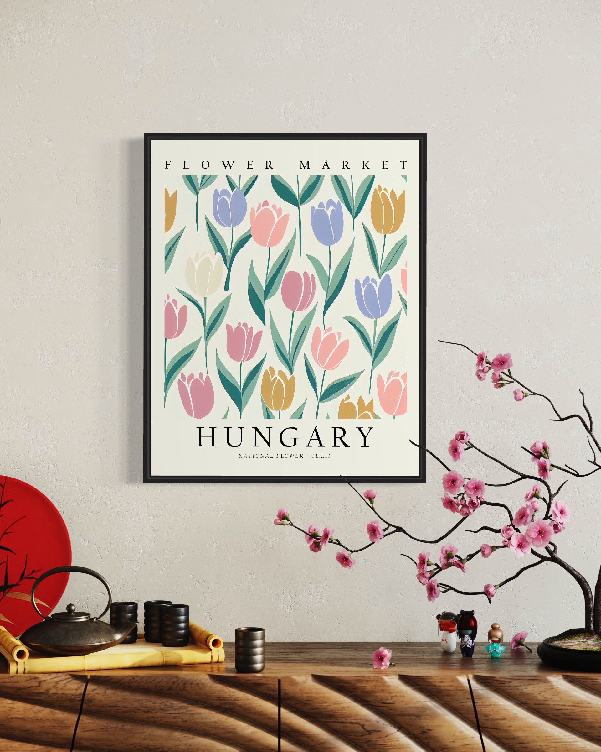 Hungary National Flower, Hungary Flower Market Art Print, Tulip 1960's ...