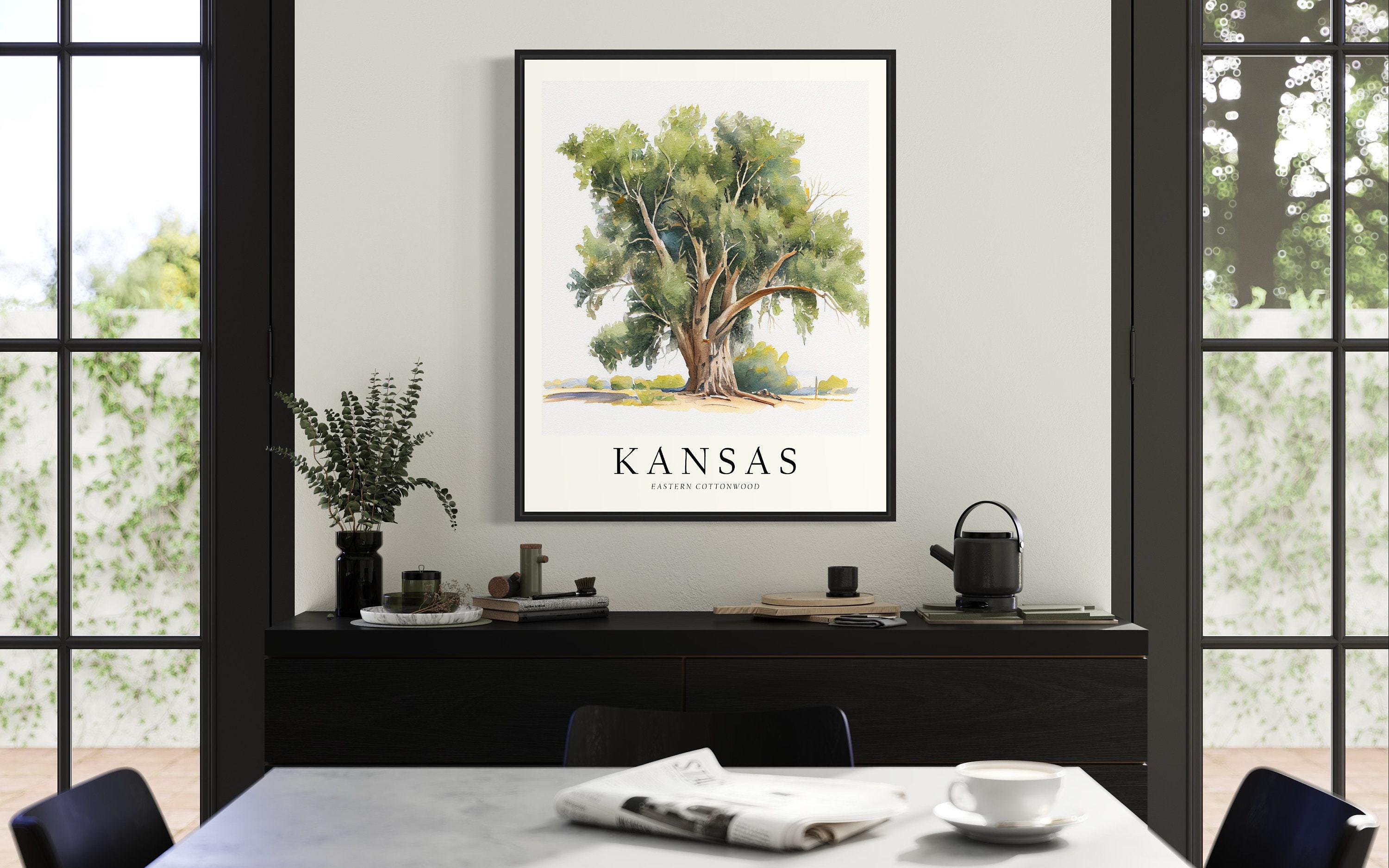 Kansas State Tree Art Print Eastern Cottonwood Tree Wall Art - Etsy