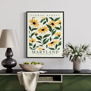 Maryland State Flower, Maryland Flower Market Art Print, Black Eyed ...