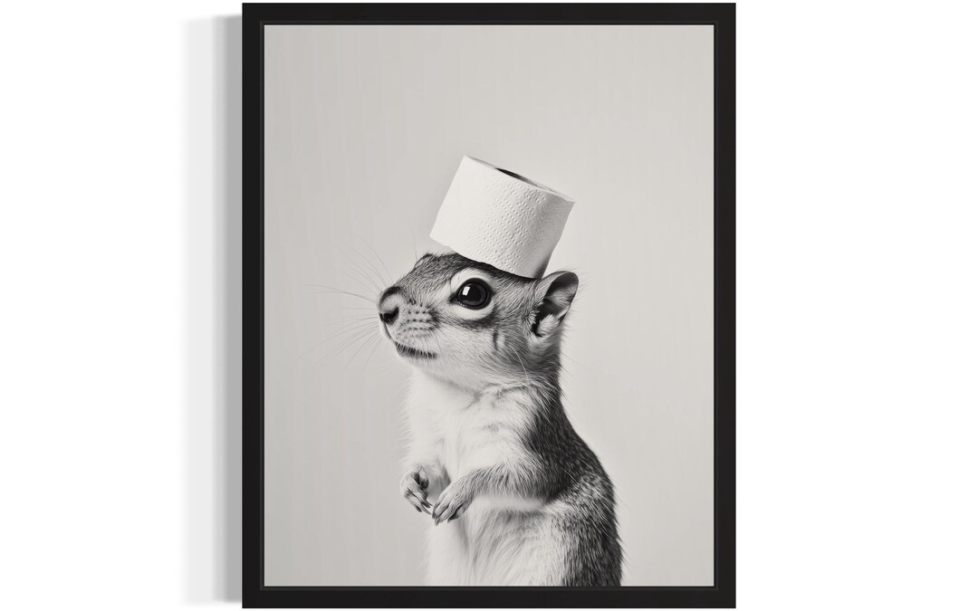 Chipmunk Restroom Poster Art Print, Animal Wall Art Decor Painting ...