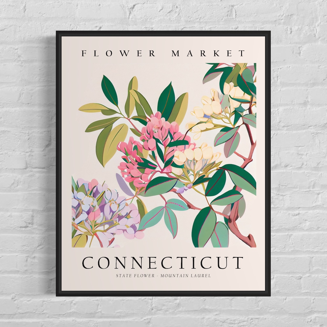 Connecticut State Flower, Connecticut Flower Market Art Print, Mountain ...