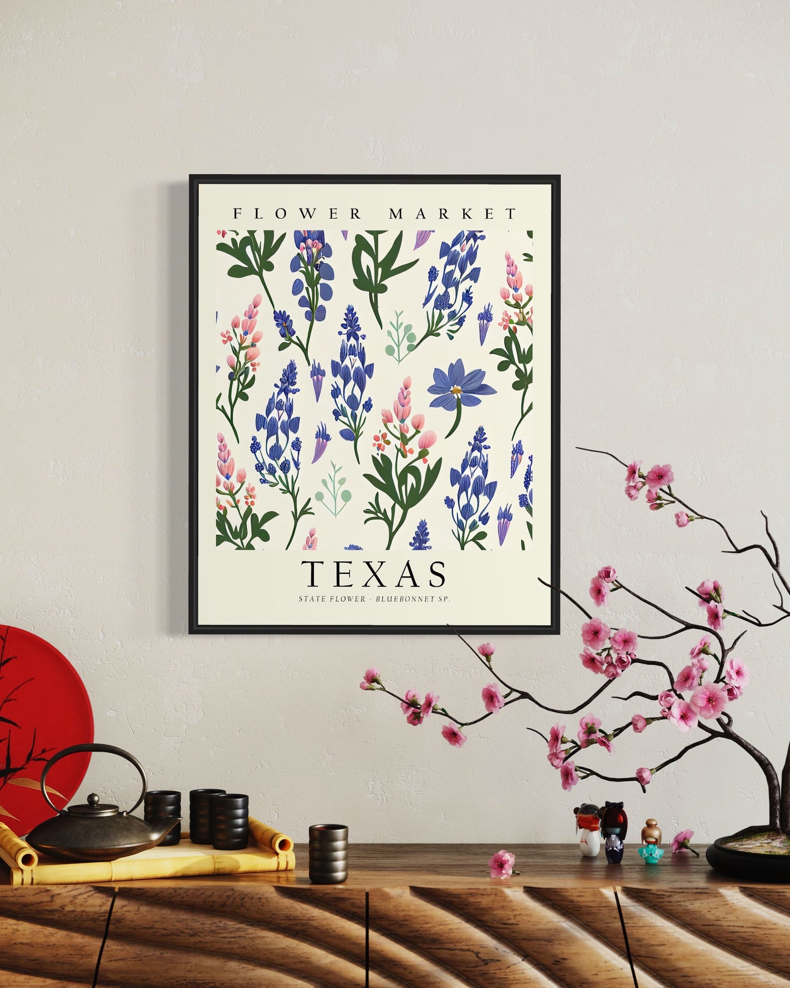 Texas State Flower, Texas Flower Market Art Print, Bluebonnet Sp. 1960 ...