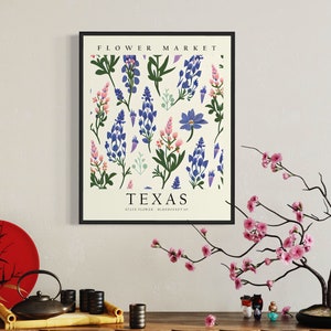 Texas State Flower, Texas Flower Market Art Print, Bluebonnet Sp. 1960 ...