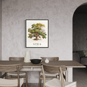 Iowa State Tree Art Print, Oak Tree Wall Art, State Tree Symbol Artwork ...