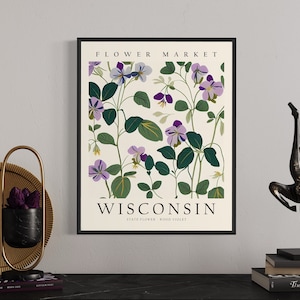 Wisconsin State Flower, Wisconsin Flower Market Art Print, Wood Violet ...