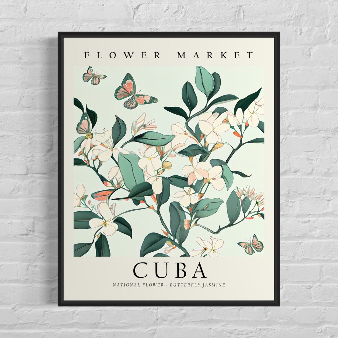 Cuba Flower Market Art Print, Cuba Flower, Butterfly Jasmine Wall Art ...