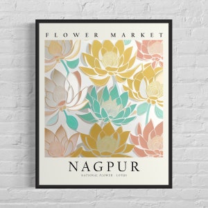 Nagpur India Flower Market Art Print, Lotus Flower Wall Art Poster - Etsy