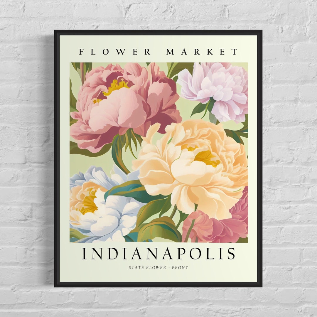 Indianapolis Indiana Flower Market Art Print, Indianapolis Flower Wall ...