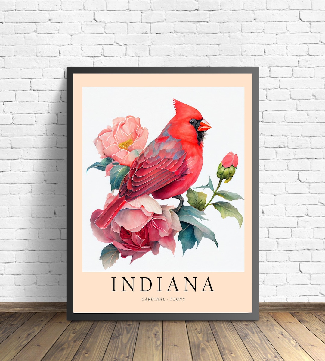 Indiana State Bird Art Print, Indiana State Flower, Indiana Wall Art ...
