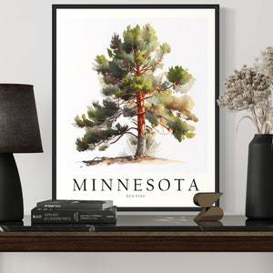 Minnesota State Tree Art Print, Red Pine Tree Wall Art, State Tree ...