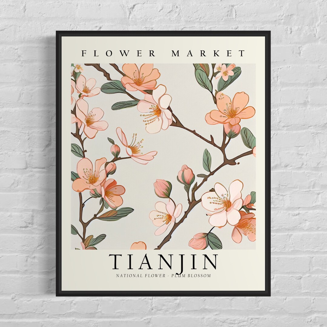 Tianjin China Flower Market Art Print, Plum Blossom Flower Wall Art ...