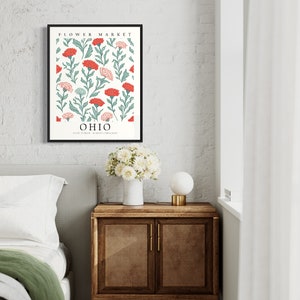 Ohio State Flower, Ohio Flower Market Art Print, Scarlet Carnation 1960 ...