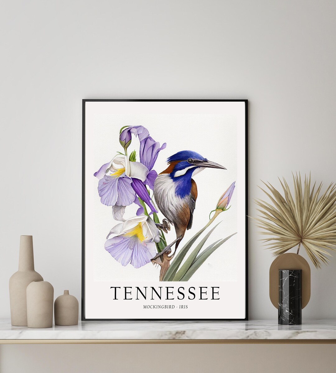 Tennessee State Bird Art Print, Tennessee State Flower, Tennessee Wall ...
