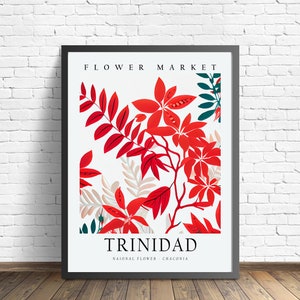 Trinidad Flower Market Art Print Poster, Chaconia 1960's Wall Art ...