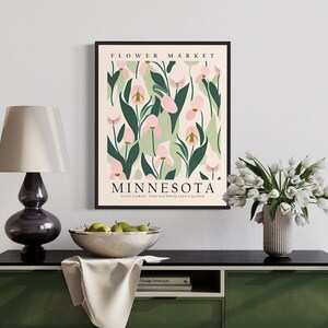 Minnesota State Flower, Minnesota Flower Market Art Print, Pink and ...