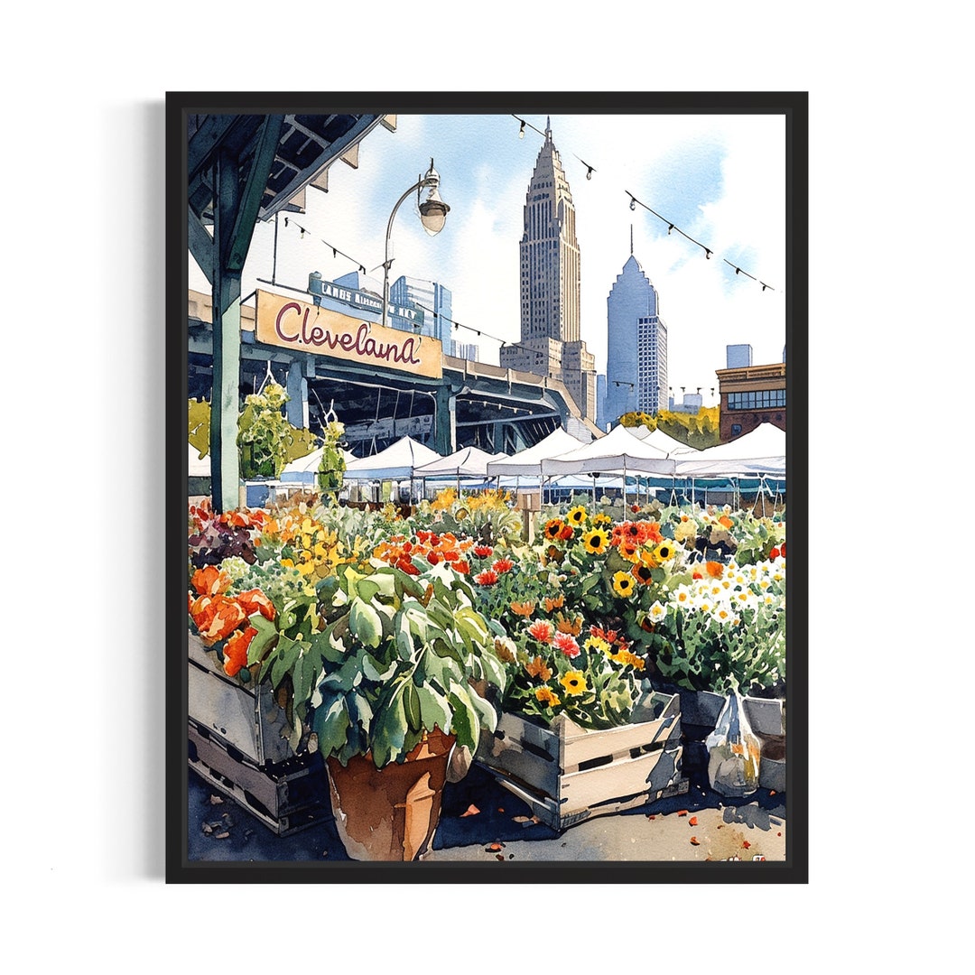 Cleveland Flower Market Poster Art Print, Neutral Botanical Pastel ...