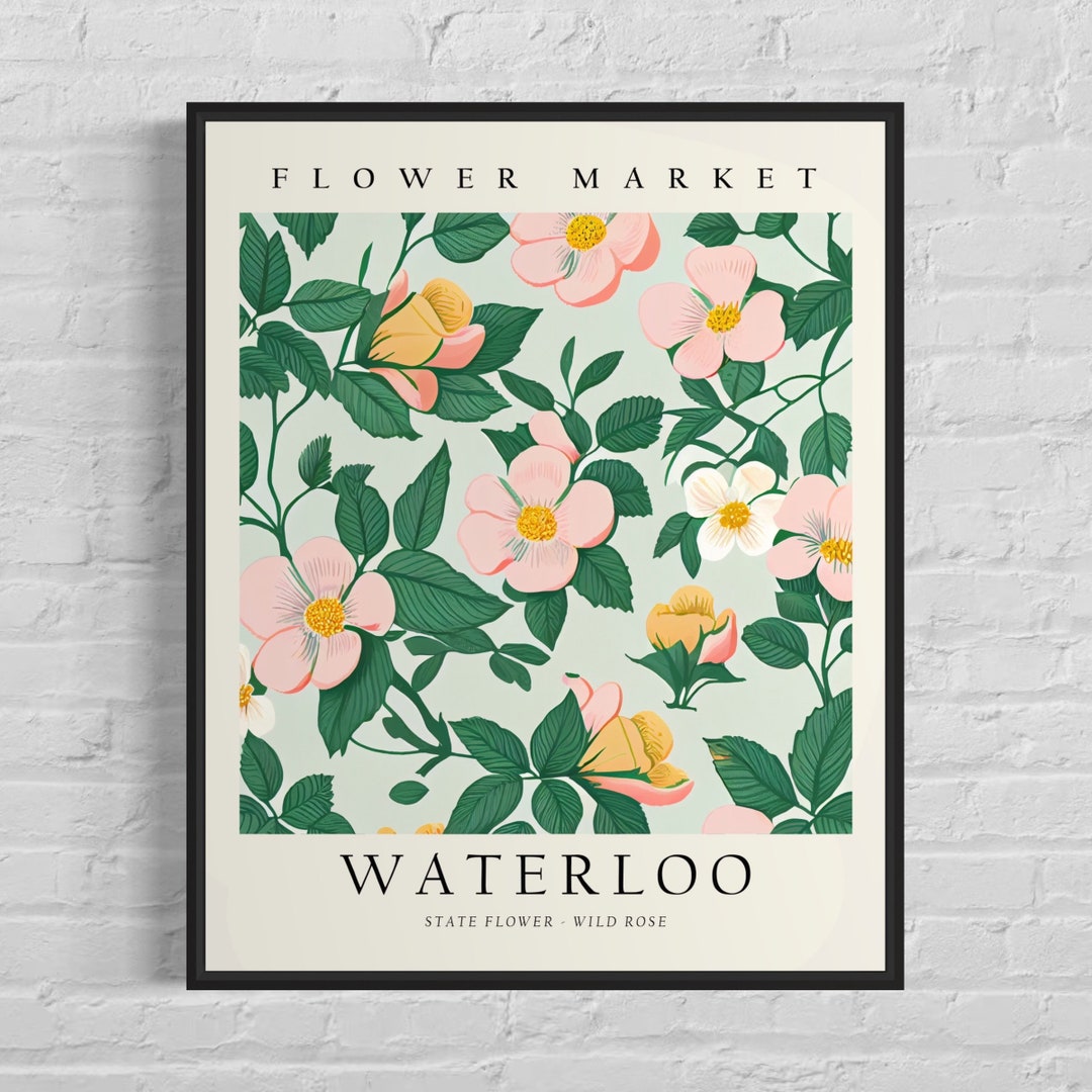 Waterloo Iowa Flower Market Art Print, Waterloo City Poster, Wild Rose ...
