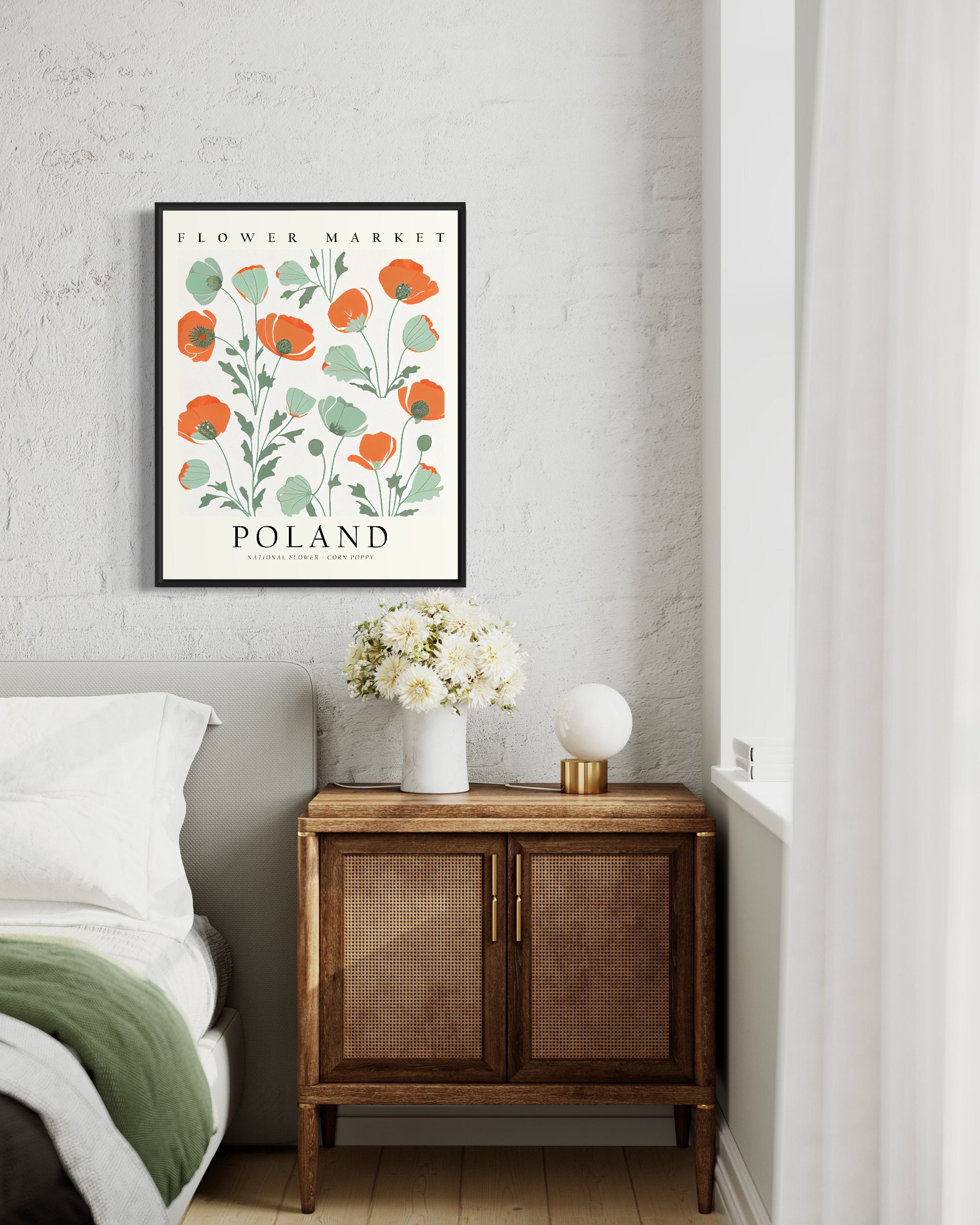 Poland National Flower, Poland Flower Market Art Print, Corn Poppy 1960 ...