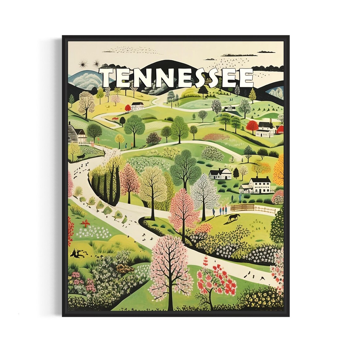 Tennessee and Motto Landscape Scenery Poster Art Print, American Folk ...