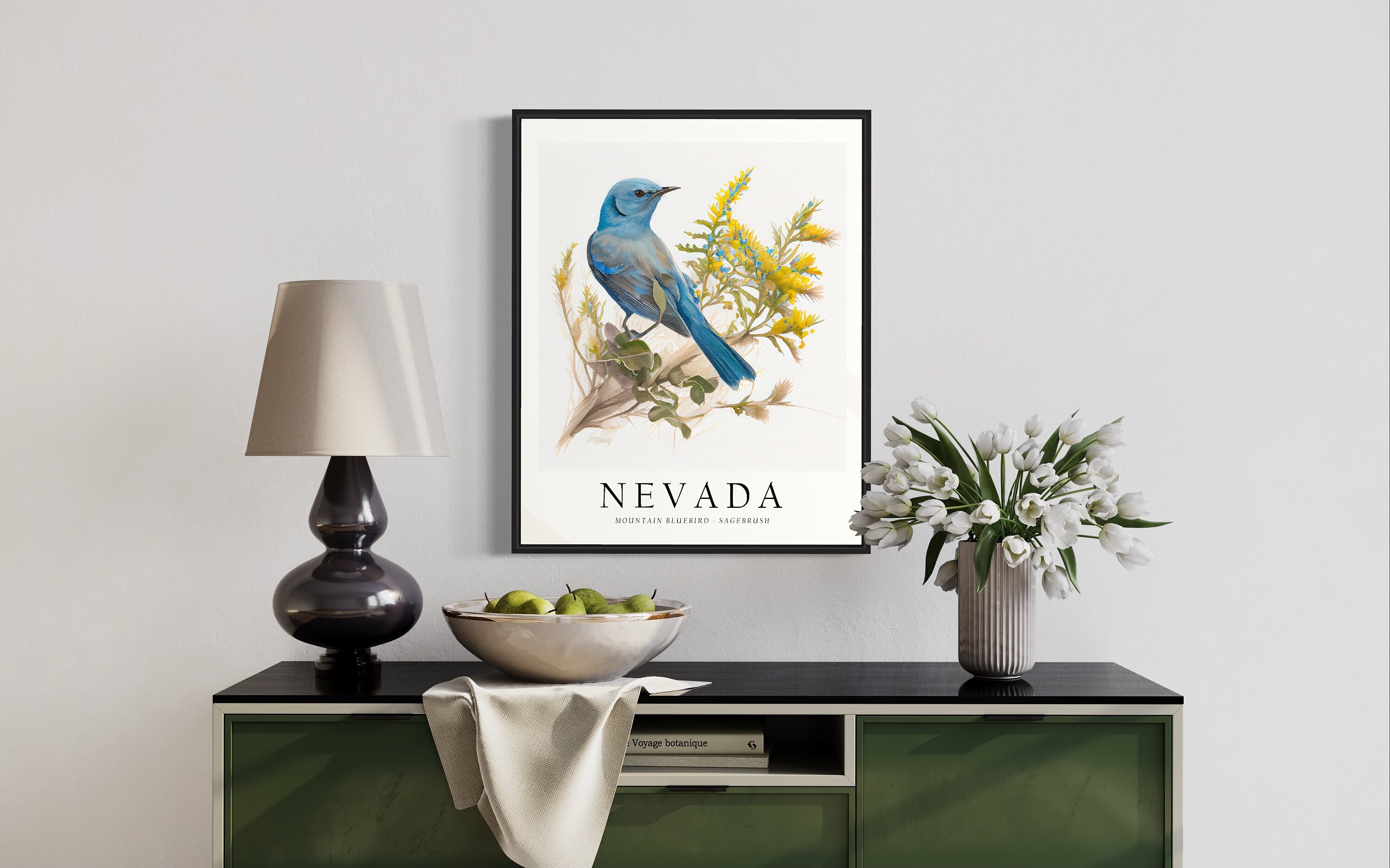 Nevada State Bird Art Print, Nevada State Flower, Nevada Wall Art, Home ...