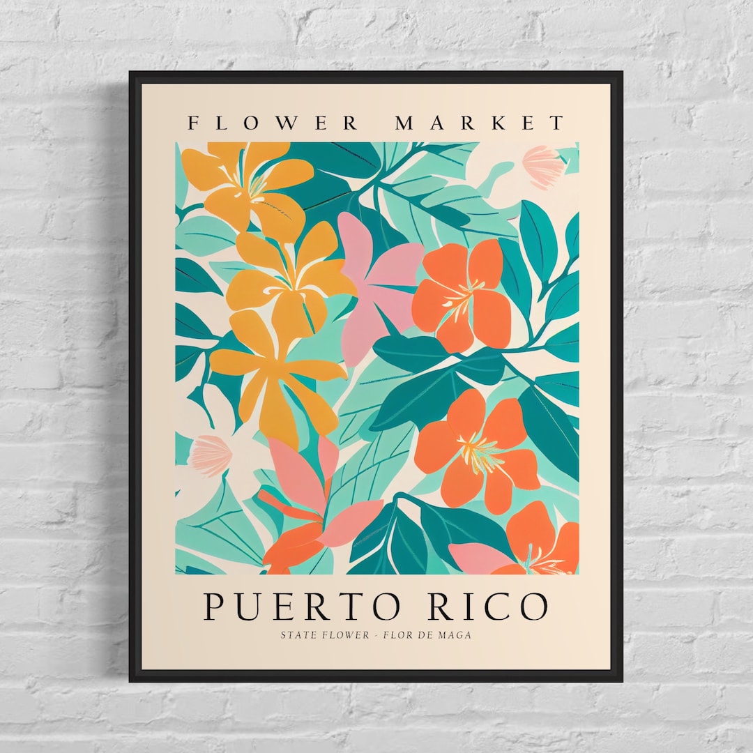 Puerto Rico State Flower, Puerto Rico Flower Market Art Print, Flor De ...