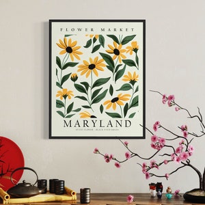 Maryland State Flower, Maryland Flower Market Art Print, Black Eyed ...
