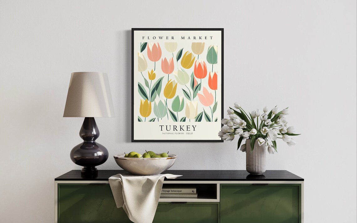 Turkey Flower Market Art Print, Turkey Flower, Tulip Wall Art ...
