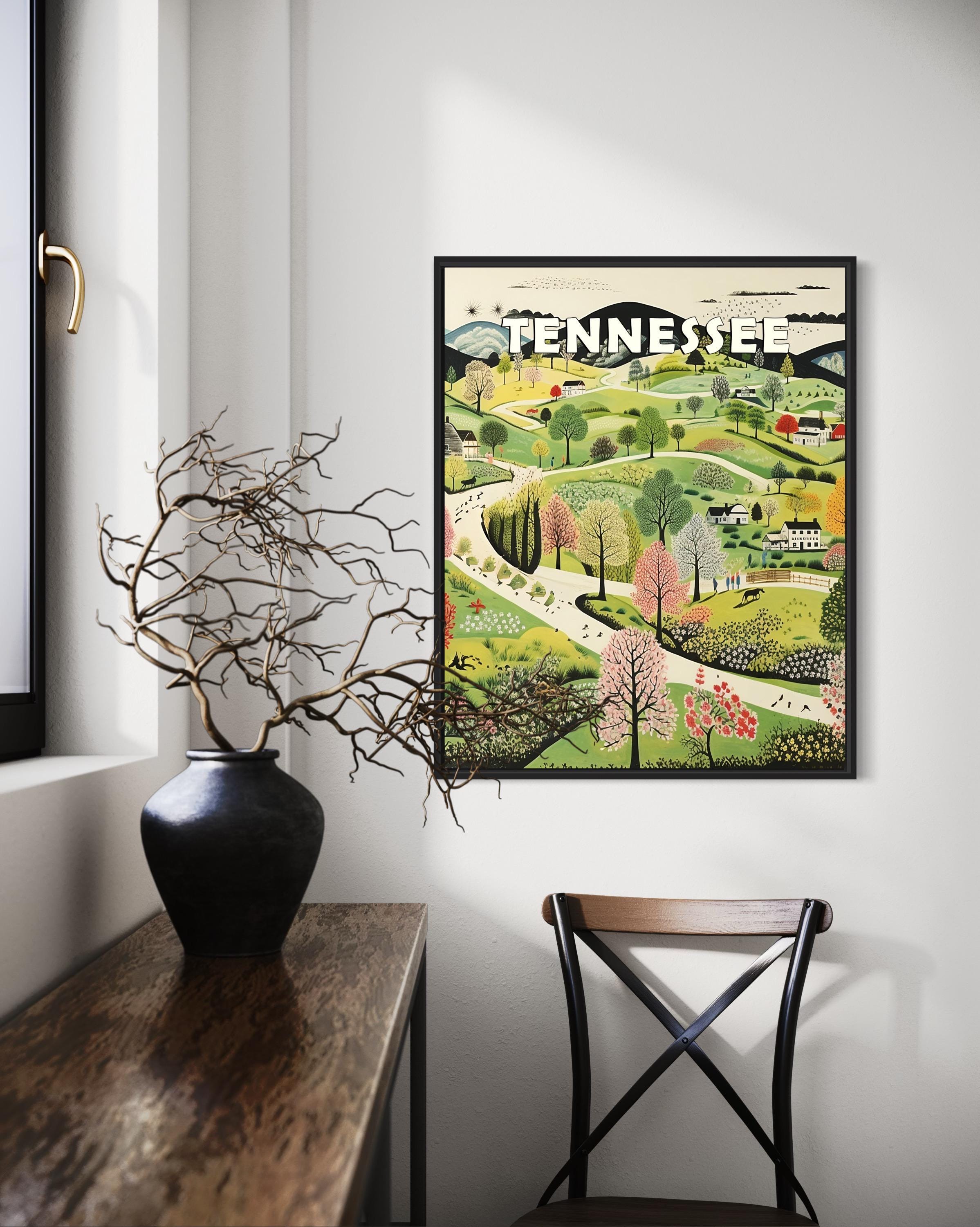 Tennessee and Motto Landscape Scenery Poster Art Print, American Folk ...