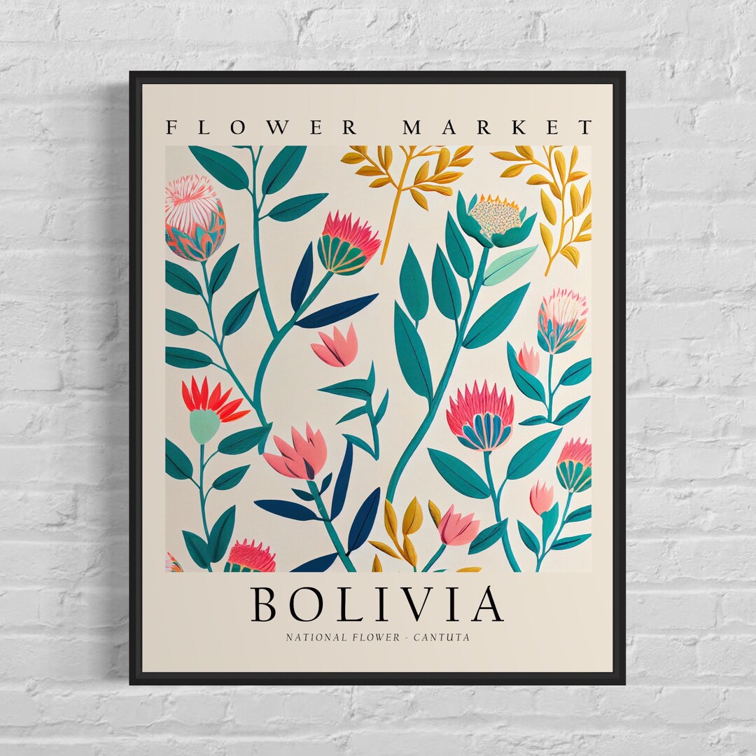 Bolivia National Flower, Bolivia Flower Market Art Print, Cantuta 1960 ...