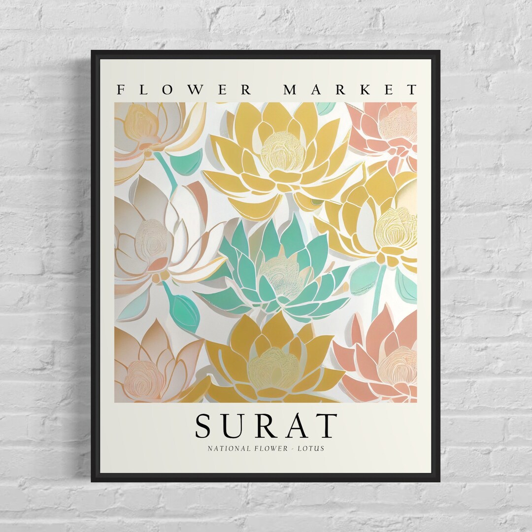 Surat India Flower Market Art Print, Lotus Flower Wall Art Poster - Etsy