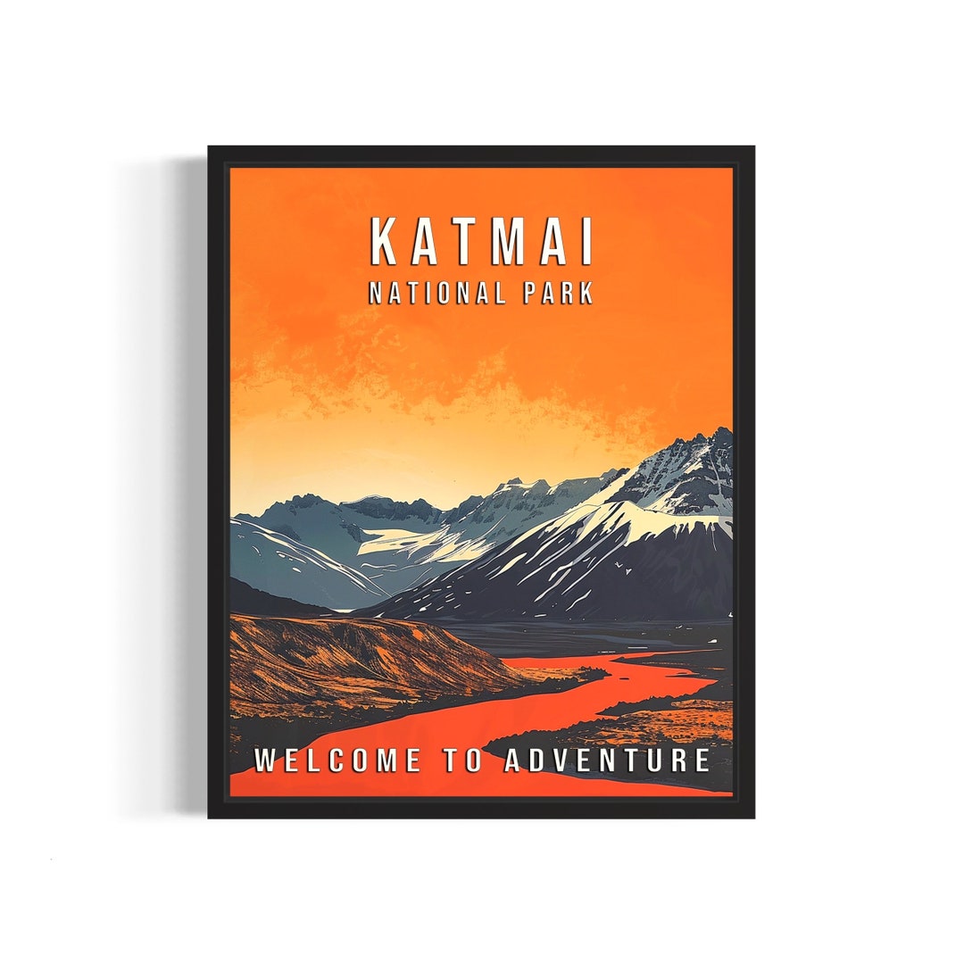 Katmai National Park Art Print Poster, Vintage Retro Landmarks Decor - Etsy