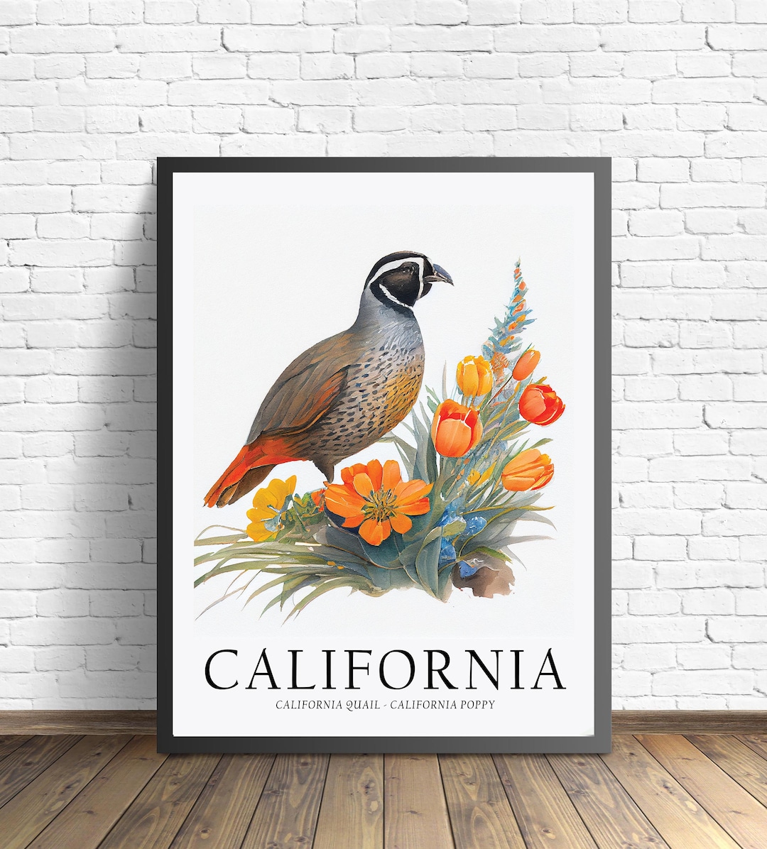 California State Bird Art Print, California State Flower, California ...