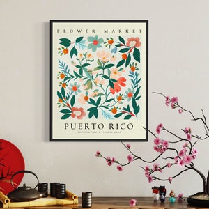 Puerto Rico National Flower, Flower Market Art Print, Flor De Maga 1960 ...