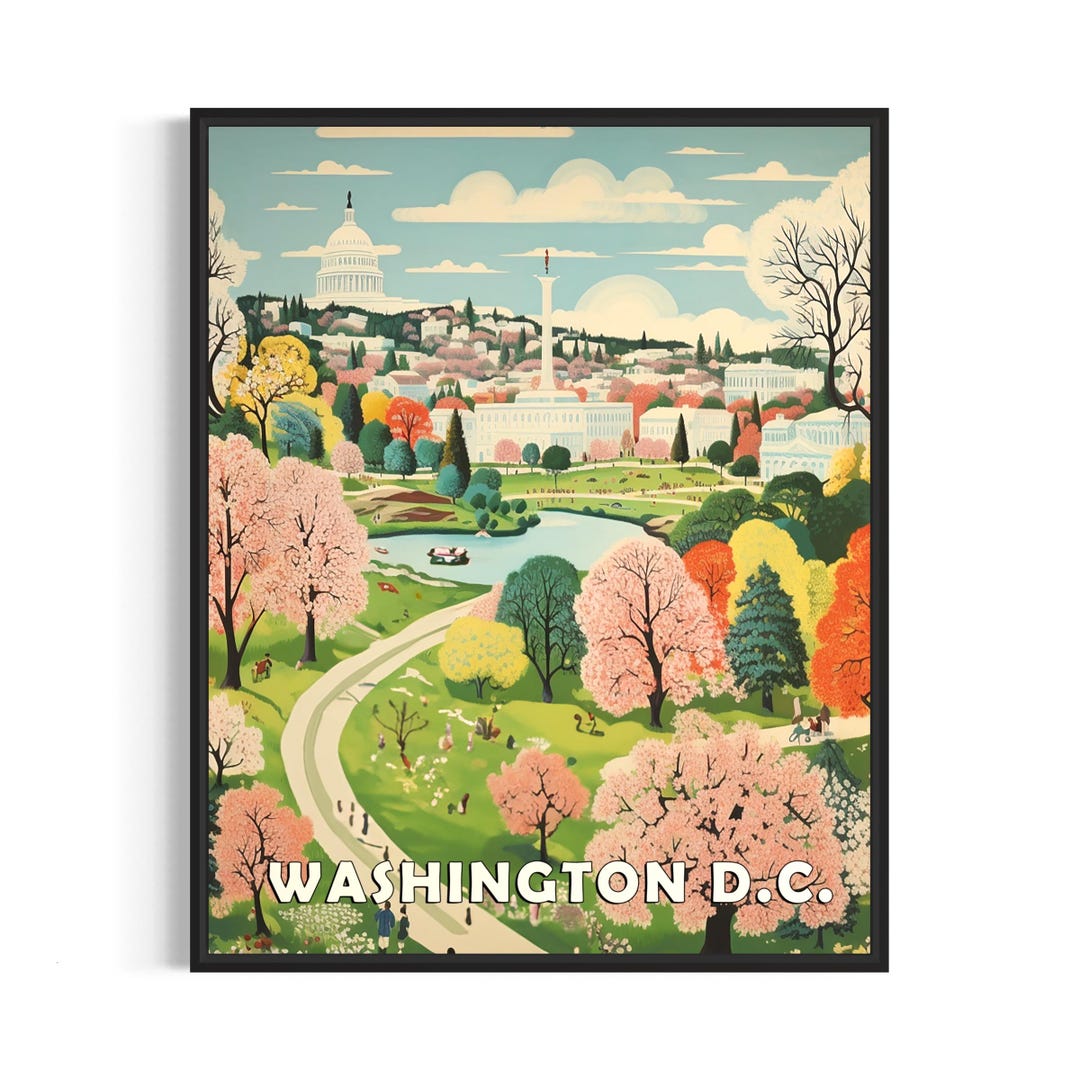 Washington D.C. and Motto Landscape Scenery Poster Art Print, American ...
