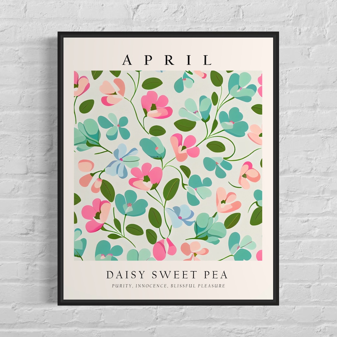 April Flower Month Art Print, Month Flower Market Poster, Daisy Sweet ...