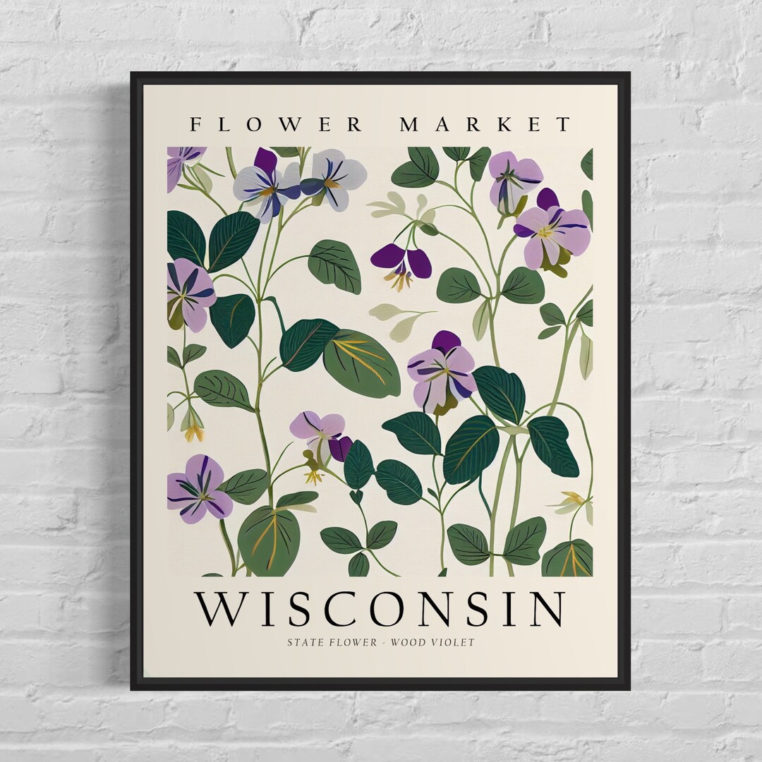 Wisconsin State Flower, Wisconsin Flower Market Art Print, Wood Violet ...
