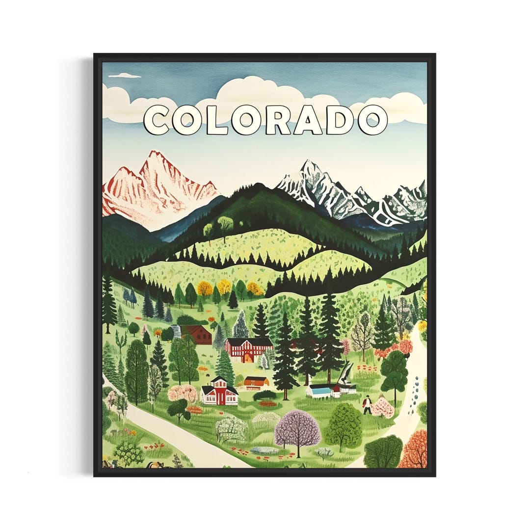 Colorado and Motto Landscape Scenery Poster Art Print, American Folk ...