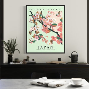 Japan National Flower, Japan Flower Market Art Print, Cherry Blossom ...