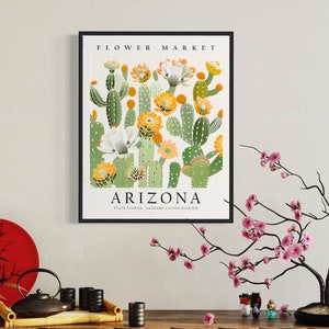 Arizona State Flower, Arizona Flower Market Art Print, Saguaro Cactus ...