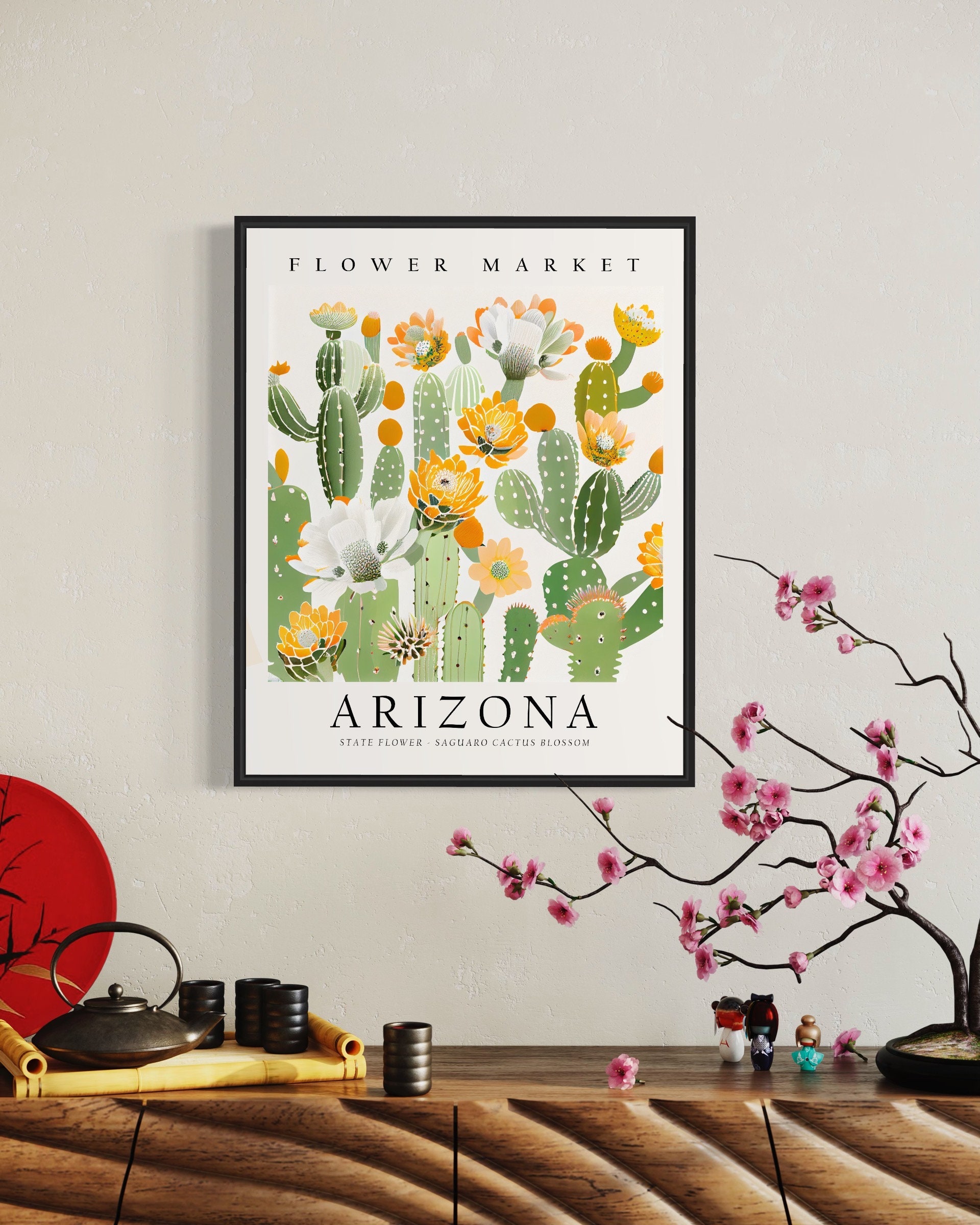 Arizona State Flower Arizona Flower Market Art Print Saguaro - Etsy