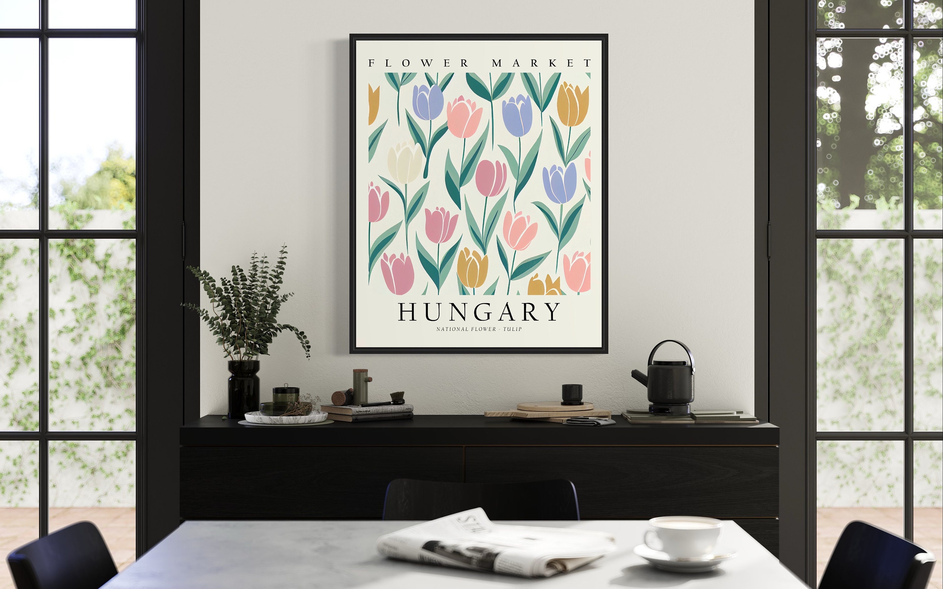 Hungary National Flower, Hungary Flower Market Art Print, Tulip 1960's ...