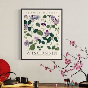 Wisconsin State Flower, Wisconsin Flower Market Art Print, Wood Violet ...