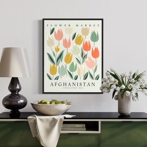 Afghanistan National Flower, Afghanistan Flower Market Art Print, Tulip ...
