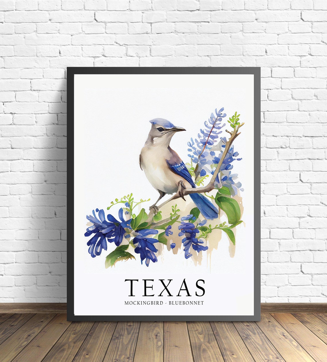 Texas State Bird Art Print Texas State Flower Texas Wall - Etsy