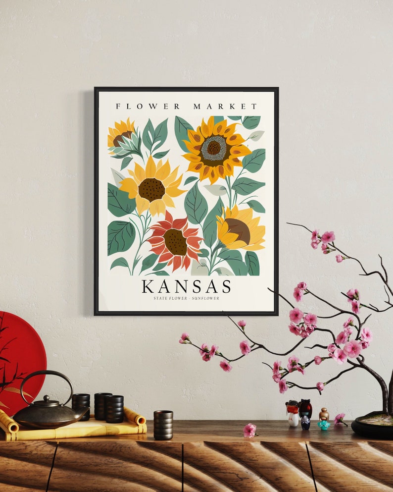 Kansas State Flower Kansas Flower Market Art Print Sunflower - Etsy