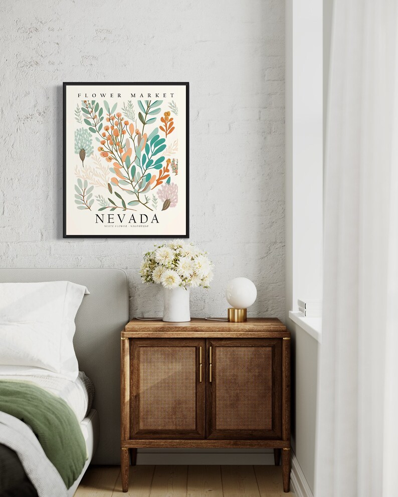 Nevada State Flower, Nevada Flower Market Art Print, Sagebrush 1960's ...