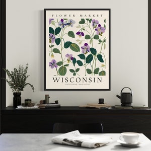 Wisconsin State Flower, Wisconsin Flower Market Art Print, Wood Violet ...